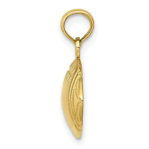 Solid 10k Yellow Gold Football Pendant Charm