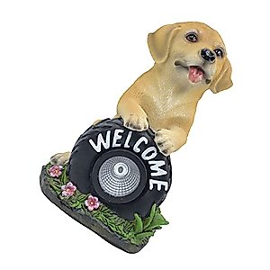 OSALADI LED Welcome Yard Decorative Light Indoor Solar Garden Lawn Figurine Night Puppy Sculpture Ornament Cartoon Decorations Patio with Ornaments Decoration Lights for Powered Decor