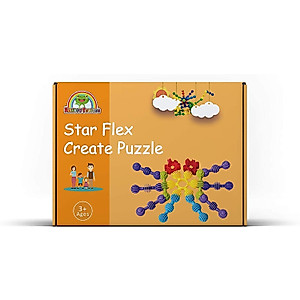 RAINBOW TOYFROG Star Flex STEM Building Toys - 70 Connector Blocks for Kids with Tote - Kindergarten STEM & Preschool Table Top Toys - Open Ended Building Blocks for Boys and Girls 3 Years Old & Up