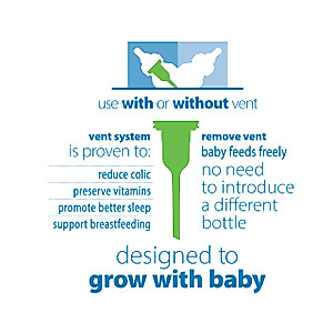 Dr. Brown’s Natural Flow® Anti-Colic Options+™ Narrow Baby Bottles 4 oz/120 mL, with Level 1 Slow Flow Nipple, 3 Pack, 0m+ Lavender