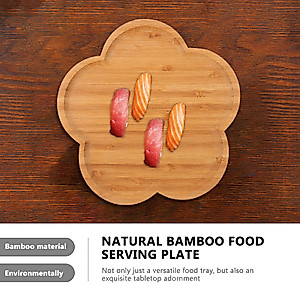 Hemoton Wood Serving Tray Flower Shaped Dessert Plate Food Tray Dinner Plate Serving Platter Appetizer Plates for Steak Fish Seafood Cooking Baking Yellow