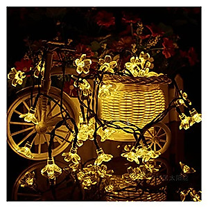 HUADA Solar Flower String Lights Outdoor,Waterproof LED Morning Glory Flower Solar Fairy String Lights for Gardens Homes Christmas Party Holiday Decorations