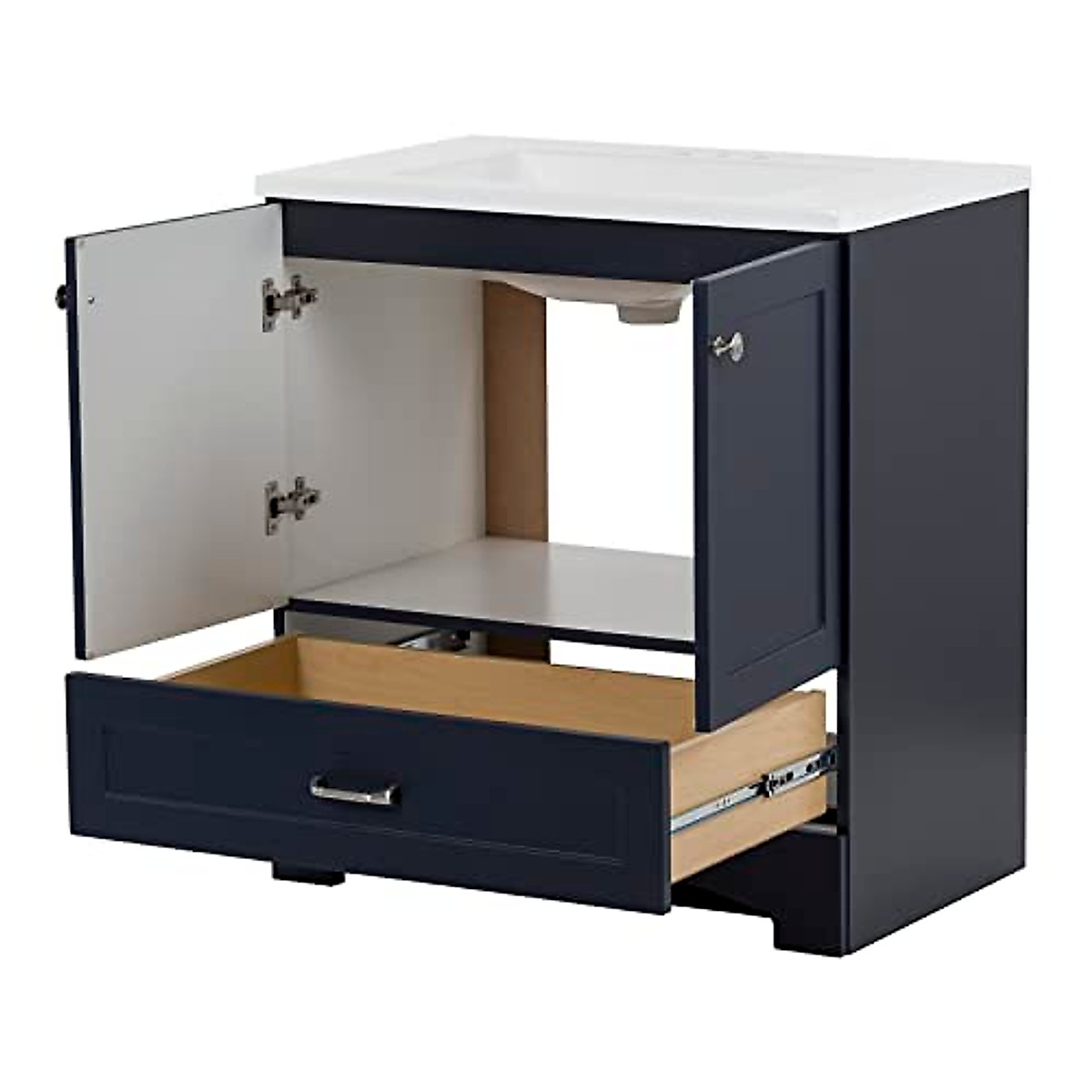 Spring Mill Cabinets Emlyn Bathroom Vanity with Sink, Deep Blue