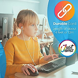 JustJamz Earbuds 500 Pack | Best Bulk Earbuds, Pearl White in Ear Buds, Disposable Earphones, Classroom Headphones Set, Wired Earphones Perfect for Kids, Laptop, Chromebook, Phones | School Ear Buds