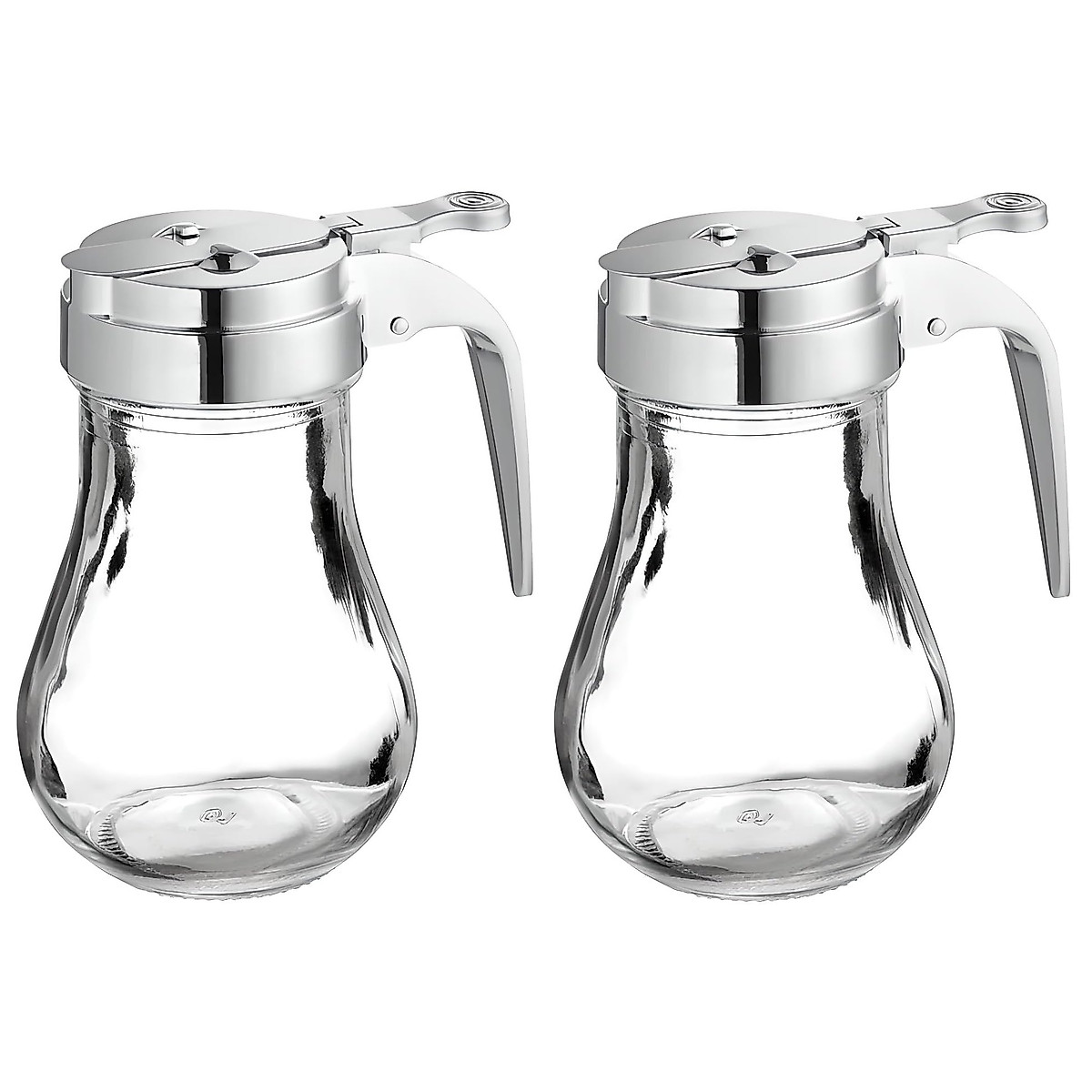 OCS Parts Syrup Dispenser with Lid and Dispensing Thumb Lever | Commercial Grade Liquid Dispensers for Home and Commercial Kitchens (2, 6 OZ)