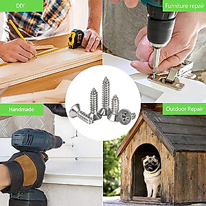 M4 Flat Head Self Tapping Wood Screws Assortment Fasteners Kit 356Pcs,Phillips Drive Countersunk Head Screws,304 Stainless Steel DIY and Joinery Drywall Screws Set,Contains 36Pcs M6 Screw Anchors