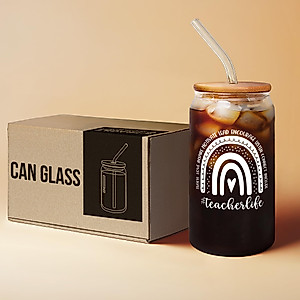 Teacher Appreciation Gifts for Women - Thank You Teacher Gifts, Teacher Gifts for Women - Gifts for Teachers Women - Teacher Valentines Day Gifts, Teacher Valentine Gift - 16 Oz Teacher Can Glass