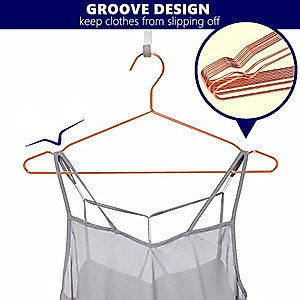 Amber Home 17" Rose Gold Strong Metal Hanger 30 Pack, Copper Clothes Hangers, Heavy Duty Coat Hangers, Standard Suit Hangers for Jacket, Shirt, Dress (Copper, 30)