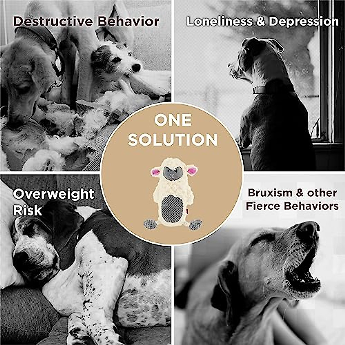 Lesure Plush Squeaky Dog Toys - Indestructible Stuffed Dog Toys for Aggressive Chewers with Tough Rope and Crinkle Paper for Puppies, Small Medium Large Pets, Sheep, 1 Pack