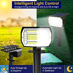 Solar Spot Lights Outdoor, 6 Pack IP65 Solar Lights Outdoor Waterproof 72 LEDs Solar Landscape Spotlights,Auto On/Off 3 Lighting Modes Outdoor Solar Garden Lights for Yard, Patio, Pathway -Cool White