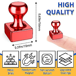 WUDIME 12Pack Strong Fridge Refrigerator Magnets Small Magnets, Upgraded Red Whiteboard Magnets for Detailed List Display, Metal Push Pin Magnets for Kitchen, Office, Classroom, Cruise Decor