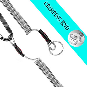 Hekodonk Flexible Anti-Lost Spring Coil Leash Cord Safety Ropes Retractable Lines Elastic Wrist Band with Stainless Steel Snap Hook Keychain Ring Carabiner Black