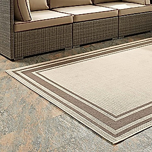 Modway Rim Solid Border 8x10 Indoor and Outdoor In Light and Dark Beige