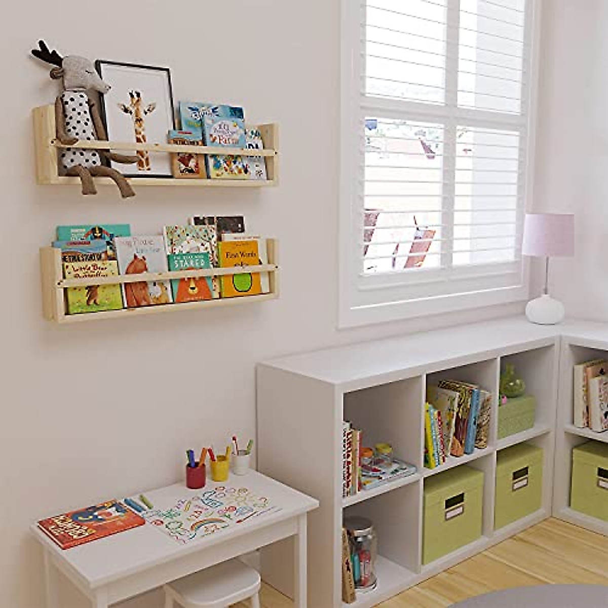 brightmaison Polynez 30" Floating Shelves for Wall & Nursery Book Shelves, Kids Bookshelf for Wall Multiuse Wall Shelf Set of 2 Unfinished Floating ShelfUnfinished