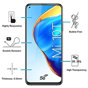 NEW'C 3 Pack Designed for Xiaomi Mi 10T 5G, Mi 10T Pro 5G Screen Protector Tempered Glass, Case Friendly Anti Scratch Bubble Free Ultra Resistant