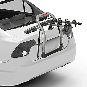 Yakima HalfBack 3 Bike Capacity Trunk Bike Strap Rack with 4 Strap Attachment, SuperCrush ZipStrips, and Bomber External Frame, Gray/Black