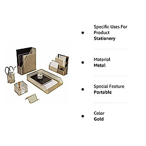 Gold Desk Accessories for Women Office 6 Piece Gold Desk Set Gold Office Organizer - Office Supplies Gold - Office Organization Set - Desk Organizer for Women Gold Desk Sets and Accessories for Women