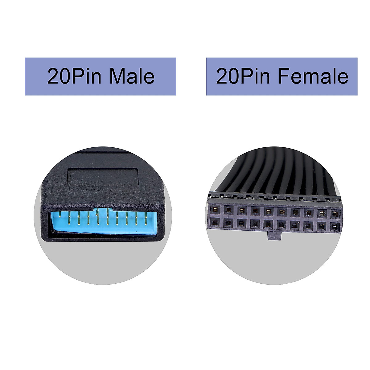 GINTOOYUN USB 3.0 Header Extension Cable,USB 3.0 19/20 Pin Male to Female Internal Extension Adapter(5.9 inch)