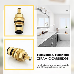 Faucet Cartridges for Grohe 45882000 45883000, 1/2″ Cold Hot Ceramic Cartridge, 2-Hole installation faucet ceramic cartridge Replacement Assembly (45882000+45883000)