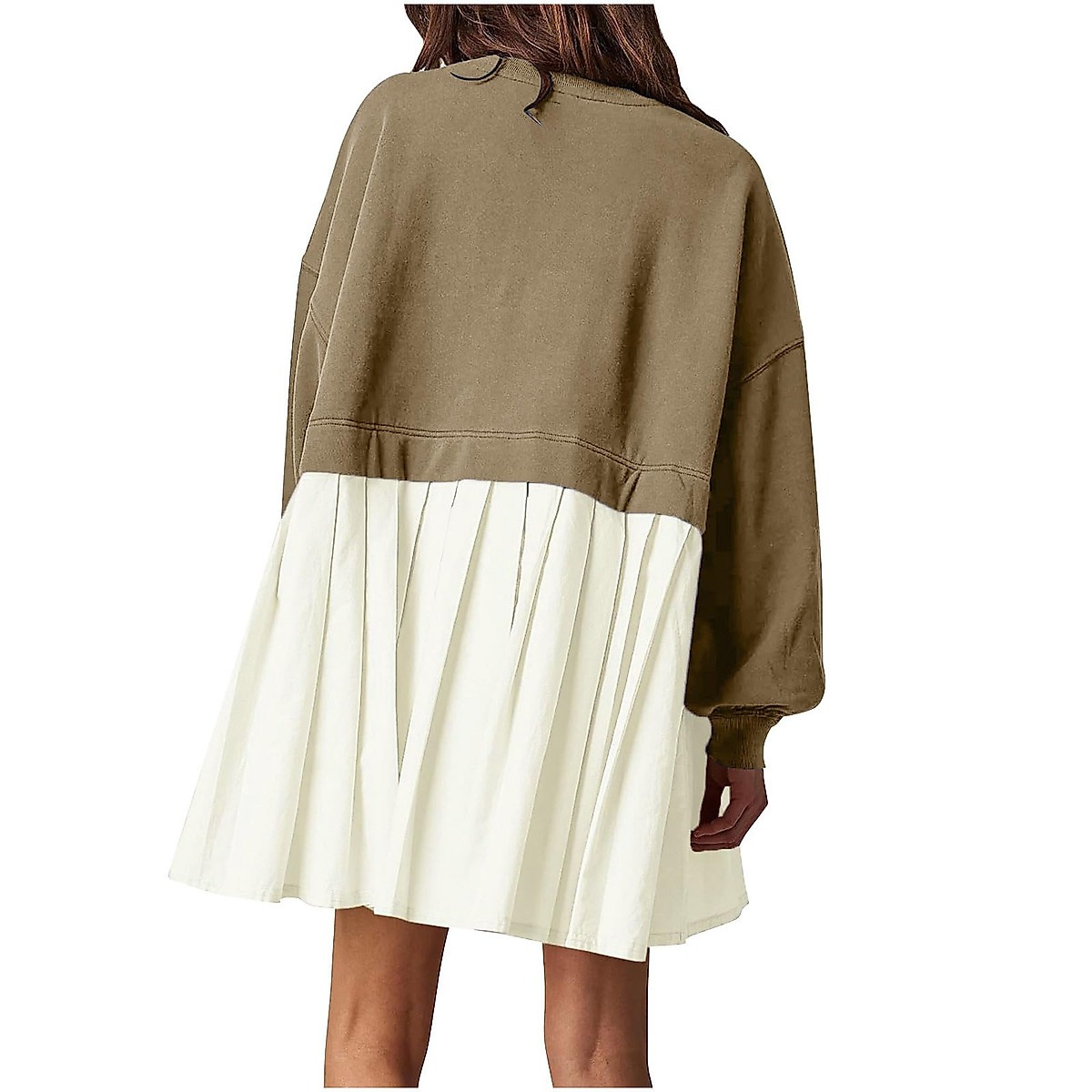 Oversized Sweatshirt Dress for Women 2024 Fall Fashion Long Sleeve Crewneck Pullover Tops Relaxed Fit Sweatshirts Mini Dress Fall Womens Outfits Womens Free People Dupes Khaki Dresses XXL