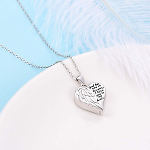 Jinlou Urn Necklace for Ashes Sterling Silver Forever in My Heart Cremation Jewelry for Women (1 Angel Wings urn)