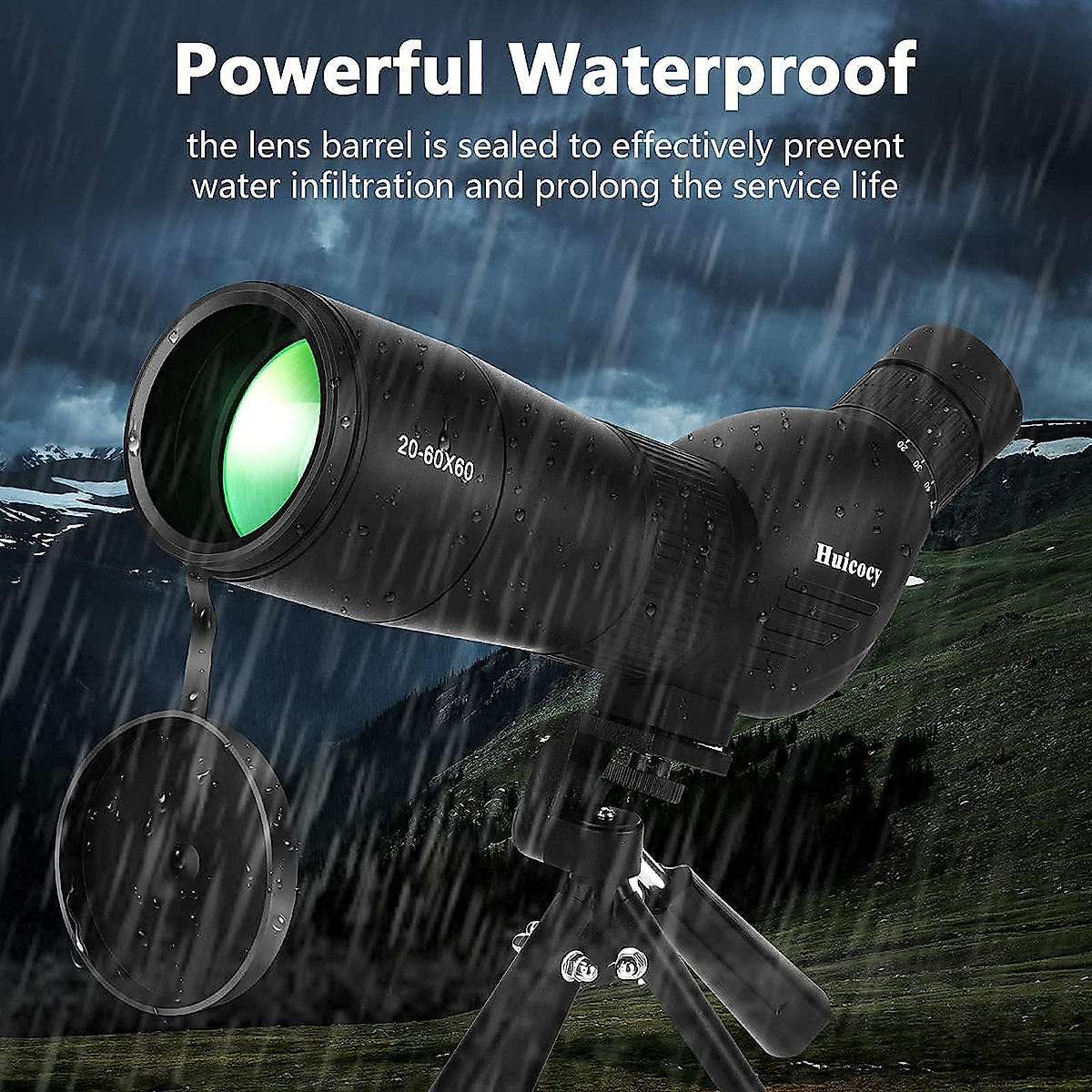 HUICOCY Spotting Scopes, 39-19m/1000m Spotting Scopes with Tripod, FMC Lens, BAK4 45 Degree Angled Eyepiece, Fogproof Scope with Phone Adapter, Carry Bag, Bird Watching Wildlife Scenery (20-60x60mm)