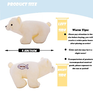 zxmbeddings 2Pcs 9.8'' Polar Bear Stuffed Animal Soft White Arctic Plush Pillow Toy Gifts for Kids