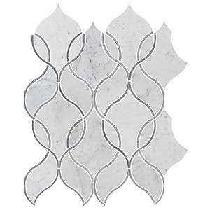 MSI AMZ-MD-00239 Carrara White Ellipsis 8.66 in. x 11.63 in. Geometric Polished Marble Mesh-Mounted Mosaic Wall Bathroom, Floor, Kitchen Backsplash and Countertop Tile Gray, 3 Square Feet