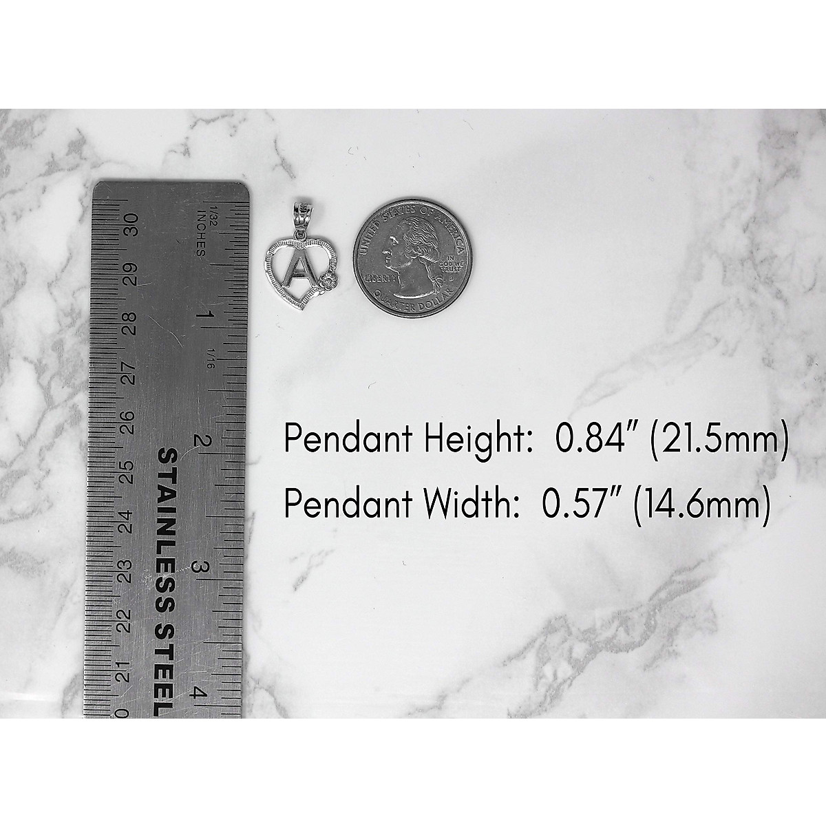 CaliRoseJewelry Sterling Silver Initial Heart Pendant - Letter B