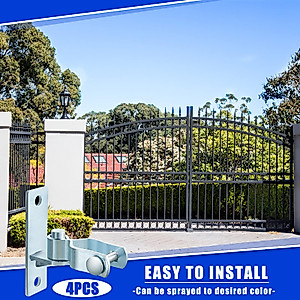 Dunzy 4 Pcs Heavy Duty Wall Mount Gate Hinge Pipe Gate Hinge Chain Link Fence Pressed Steel Chain Link Fence Frame Outdoor Hardware