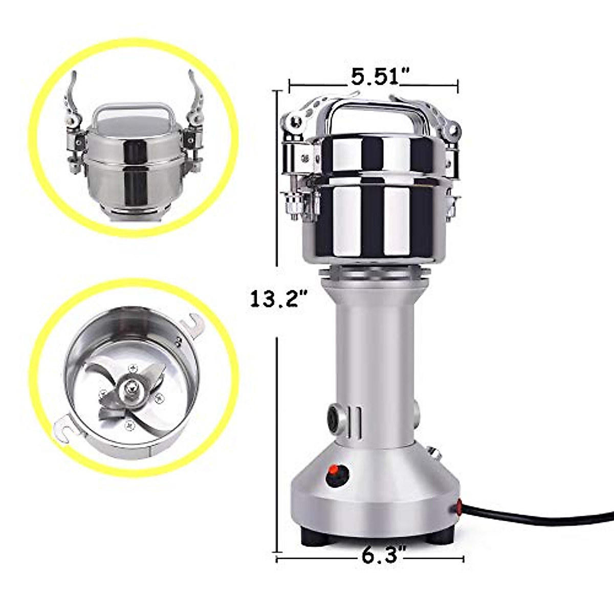 Greatrue Electric Grain Mill Grinder Spice Grinder Flour Mill Wheat Cereals Herb Pulverizer for Kitchen,150g High Speed Dry Spice Grinder Machine