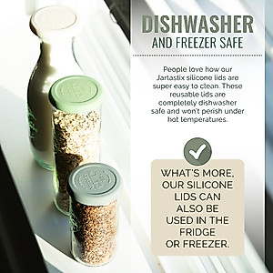 Jartastix 100mm Silicone Lids for WECK Jars - Set of 2 - Weck Jar Silicone Lids for Storage - Fits WECK 738, 739, 740, 741, 742, 743, 744, 745, 776, 748, 974 (Grey, 100mm)