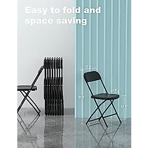 Nazhura Foldable Folding Chairs Plastic Outdoor/Indoor 650LB Weight Limit (Black, 8 Pack)