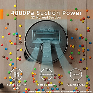 MOVA Robot Vacuum and Mop, Lidar Navigation Robot Vacuum, Robot Vacuum Cleaner with 4000Pa Strong Suction, Alexa, Smart Mapping, 5200mAh Large Battery, 2-in-1 Vacuum and Mop for Pet Hair, Carpet