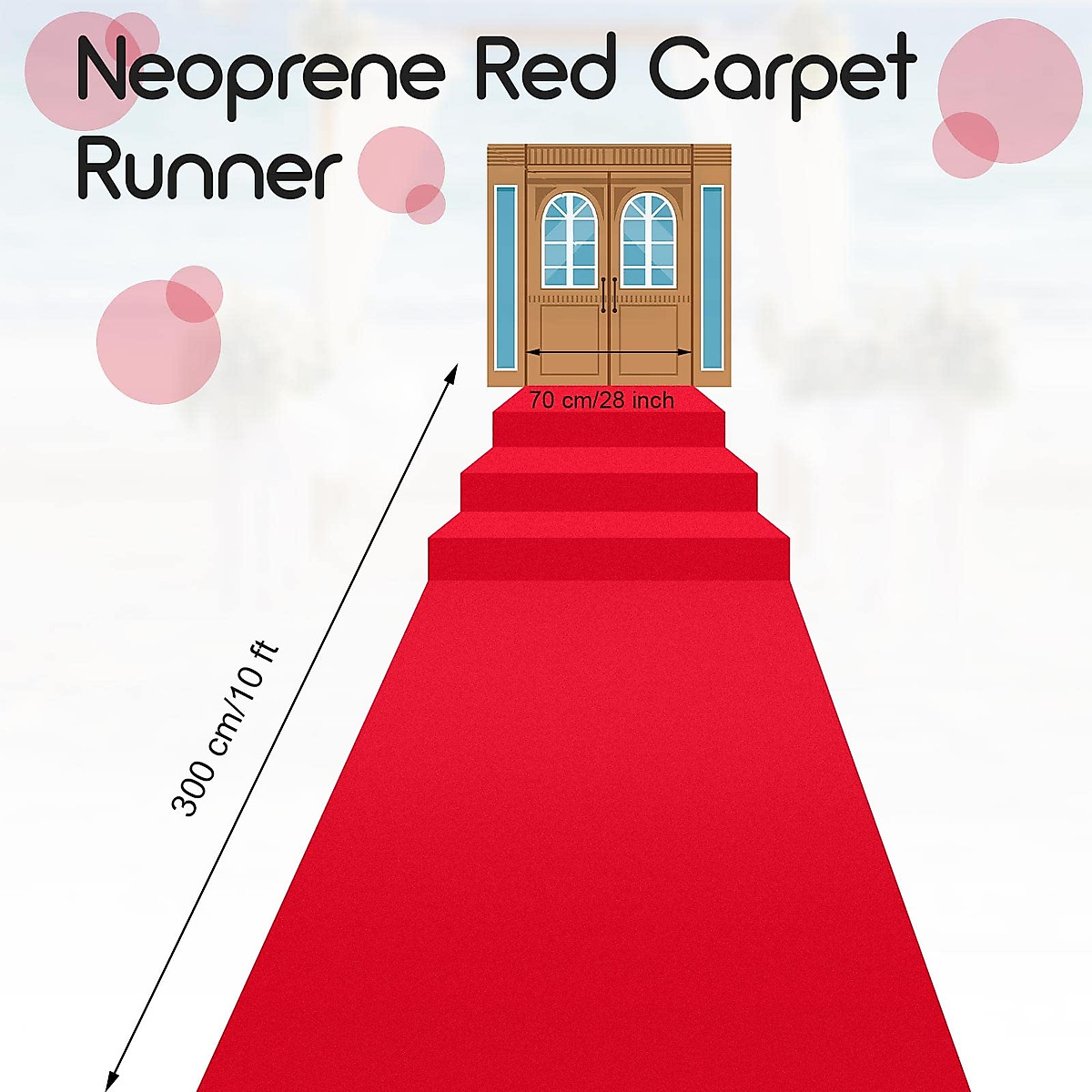Boao Neoprene Carpet Runner Reusable Plastic Floor Runner Non Slip Rubber Backed Runner Rugs for Hallway Aisle Runner Carpet Roll for Wedding Party Decor Prom Business Outdoor (Red, 10 x 2.3 Ft)