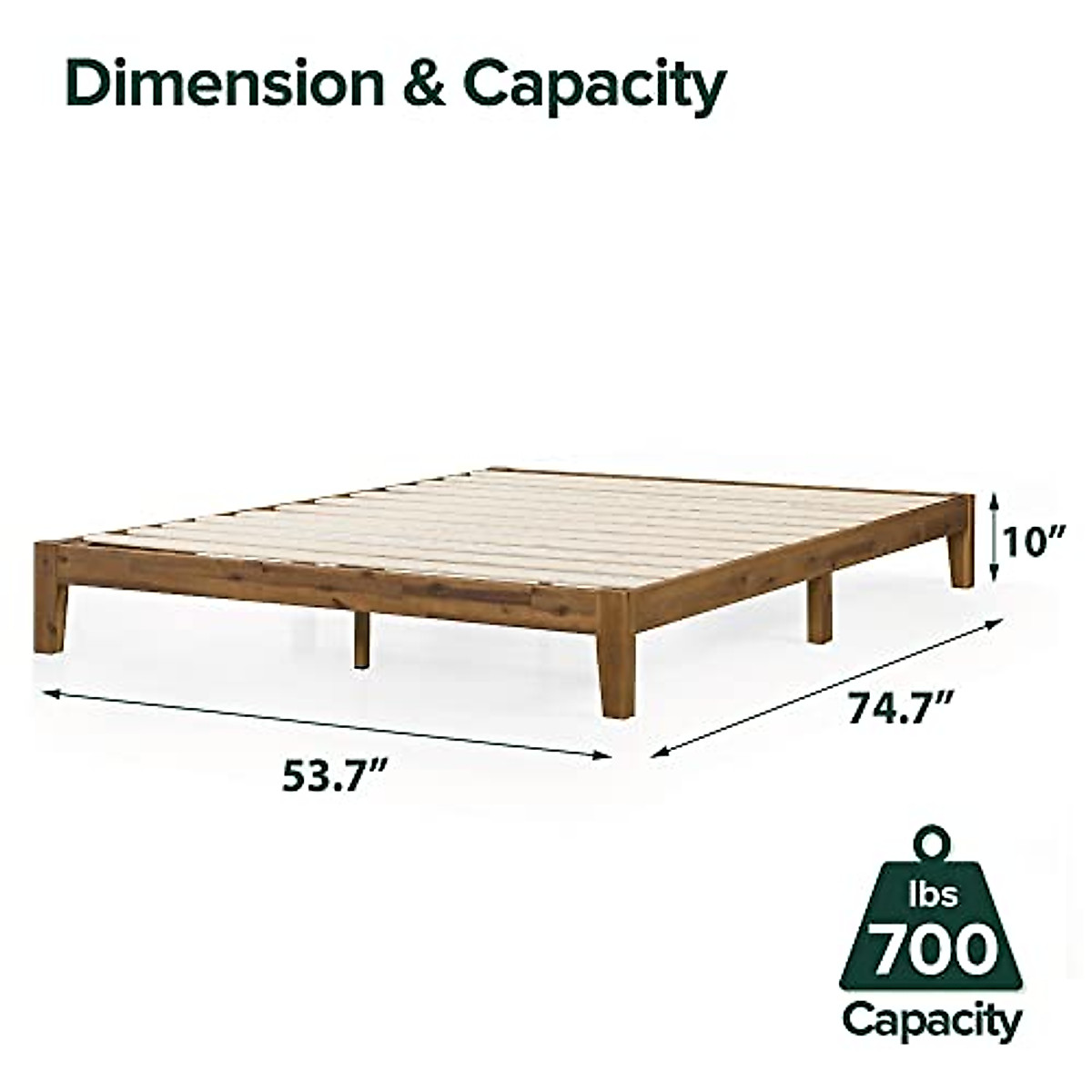 ZINUS Lucinda Wood Platform Bed Frame / No Box Spring Needed / Solid Wood Foundation with Wood Slat Support / Easy Assembly, Full