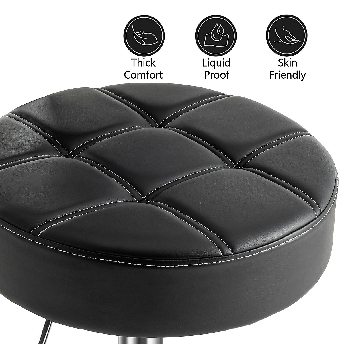 CoVibrant Lockable Rolling Stool Adjustable Swivel Stool with Noiseless Rubber Wheels and Foot Rest for Kitchen Medical Esthetician Studio