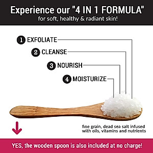 pureSCRUBS Premium Organic Body Scrub Set - INCLUDES spoon, loofah & soap - Large 16oz COCONUT BODY SCRUB Dead Sea Salt Infused Organic Essential Oils & Nutrients