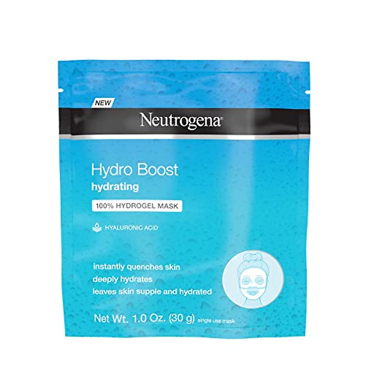 Neutrogena Hydro Boost Moisturizing & Hydrating 100% Hydrogel Sheet Face Mask for Dry Skin with Hyaluronic Acid, Gentle & Non-Comedogenic, 1 Ounce (Pack of 12)