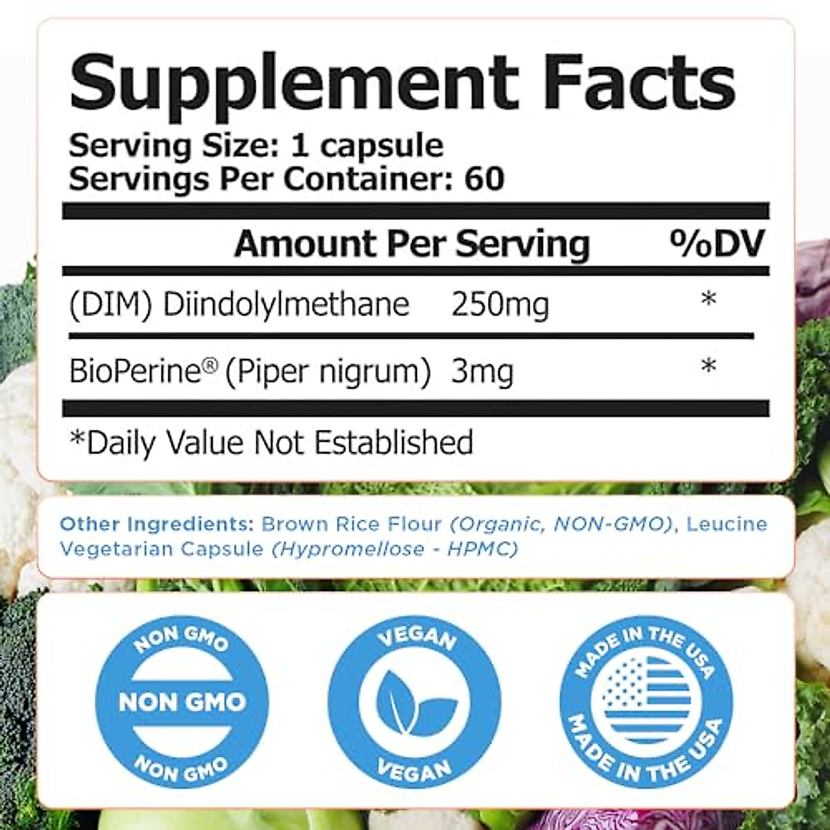 selfevolve DIM Supplement 250 mg with BioPerine, Estrogen Balance & Hormone Balance for Women & Men, Menopause Supplements for Women, Antioxidant Support, Vegan Capsules, 60 Ct, 2 Month Supply