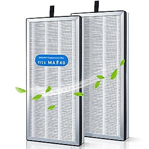 Brightify Replacement Filter Fits MA#40 Air Filter,Compatible with MA#40 Air Purifier Replacement Filter for MA#40W MA#40B,3-in-1 Filter with Pre-filter, H13 HEPA, and Activated Carbon|2-Pack
