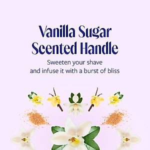 Skintimate Warm Vanilla Sugar Disposable Razor for Women, Gently Exfoliates, Four Blades are Designed to Prevent Nicks and Cuts, 3 Count (Pack of 1)