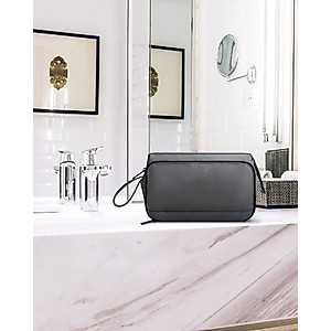 BAGSMART Toiletry Bag for Men, Wide Opening Travel Toiletry Bag for Men, Dopp Kit Water Resistant Shaving Hygiene Bag for Bathroom Shower, Travel Size Toiletries, Travel Essentials - Grey