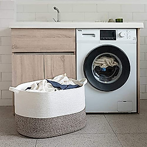 Goodpick XXX Large Cotton Rope Basket Woven Storage Basket Pillow Blanket Basket (Set of 2)