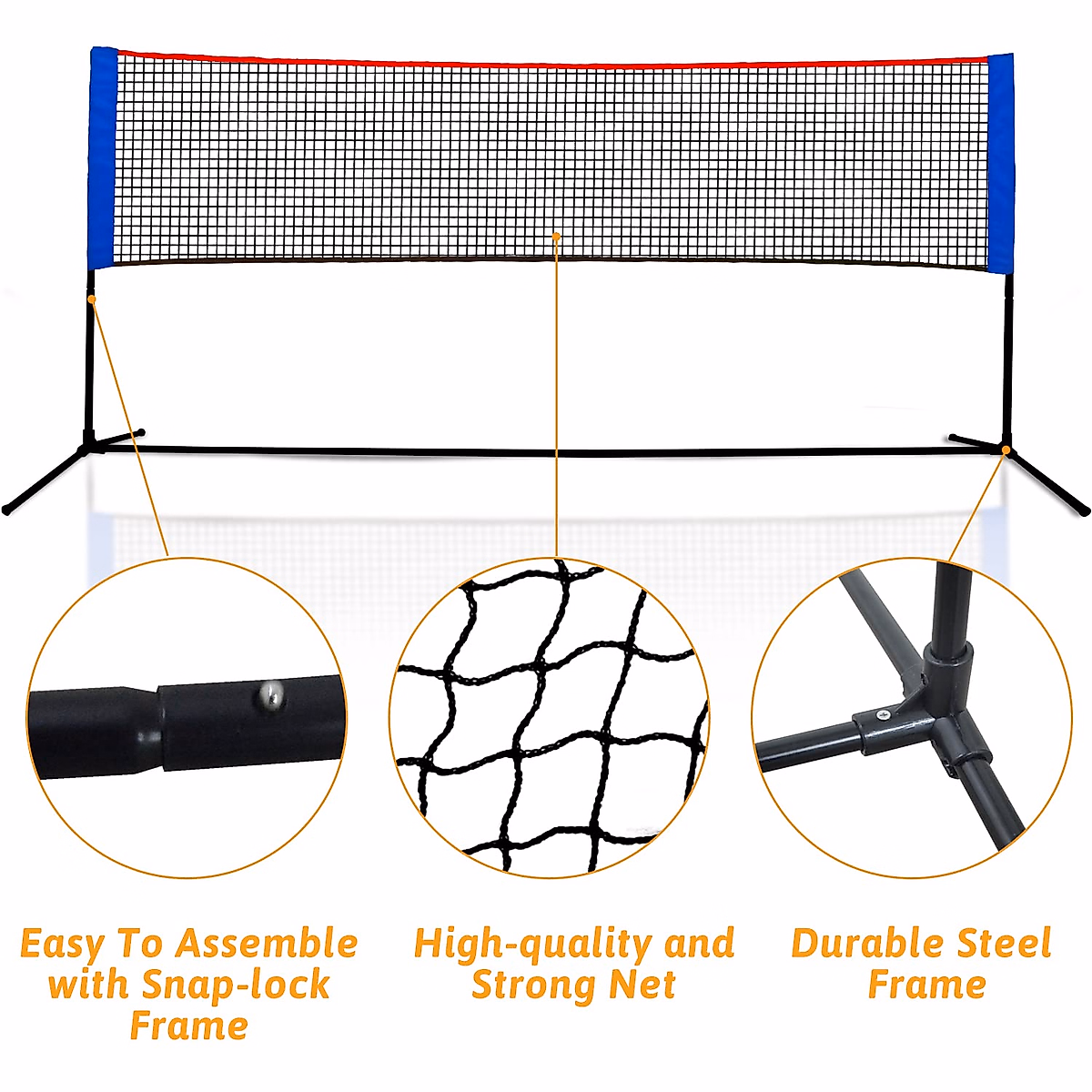 Kapler Height Adjustable Tennis Net - Kids Volleyball Badminton Pickleball Net for Driveway Beach