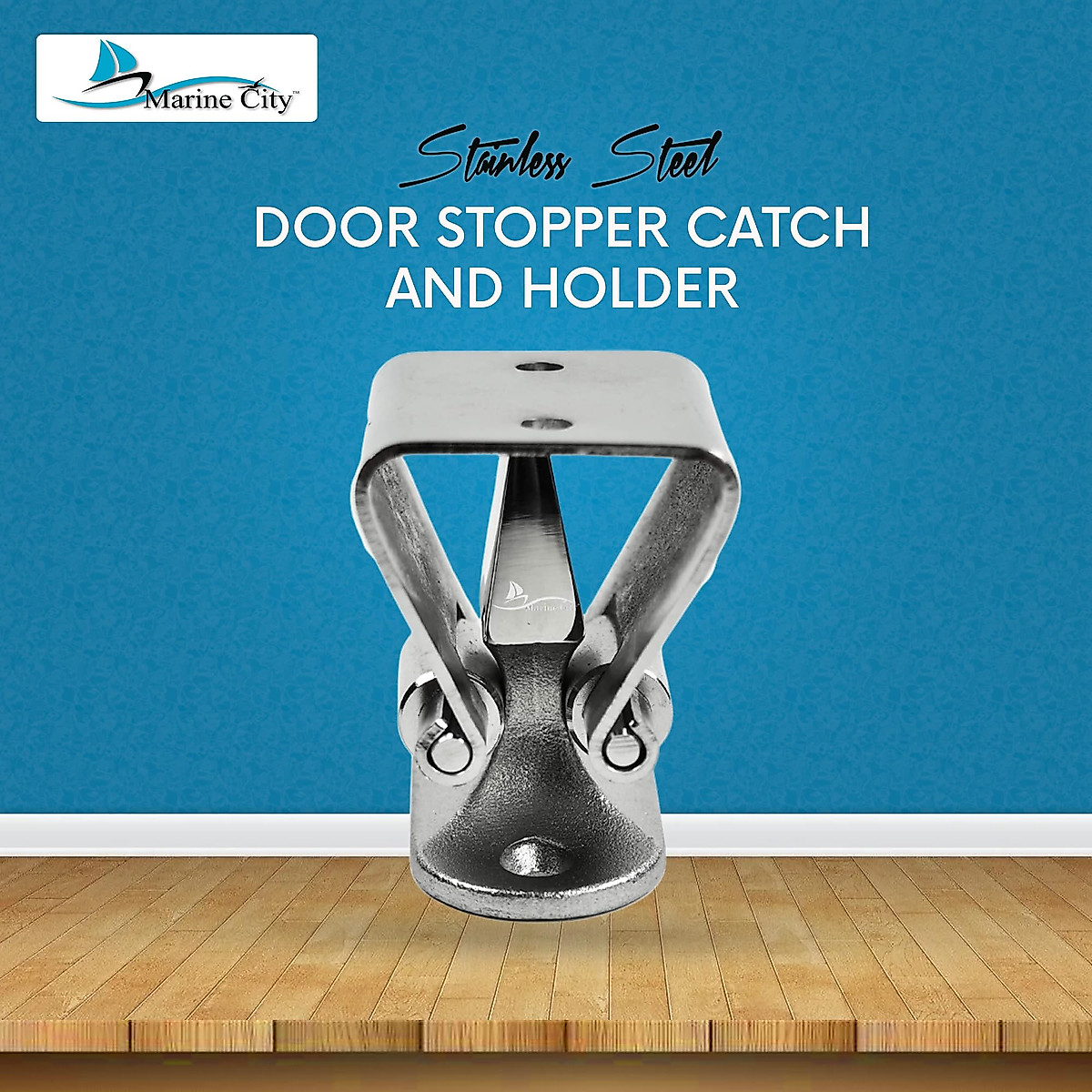 MARINE CITY Stainless Steel Gloss Polished Smooth Finish Strong Door Stopper Catch and Holder (Height: 1-5/8 Inches) for Boats – RVs – Marines – Bedroom Doors – Home – Hardware Accessories (Pack of 1)