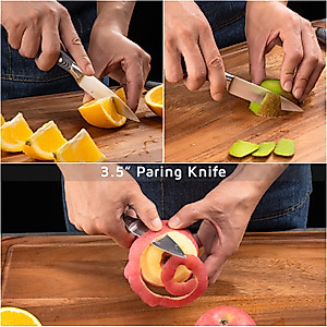 WELLSTAR Kitchen Knife Set 3 Piece, Razor Sharp German Steel Forged Blade with Professional G10 Handle, Chef Utility Paring Knife Well Balanced Cutlery Set for Cutting Chopping and Dicing - Gift Box