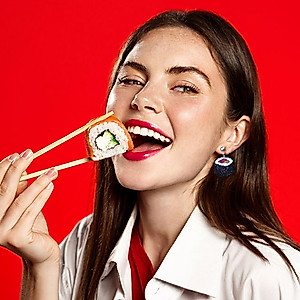 CutieJewelry Womens Sushi Japanese Cute Novelty Unique Statement Dangle Earrings (Sushi)