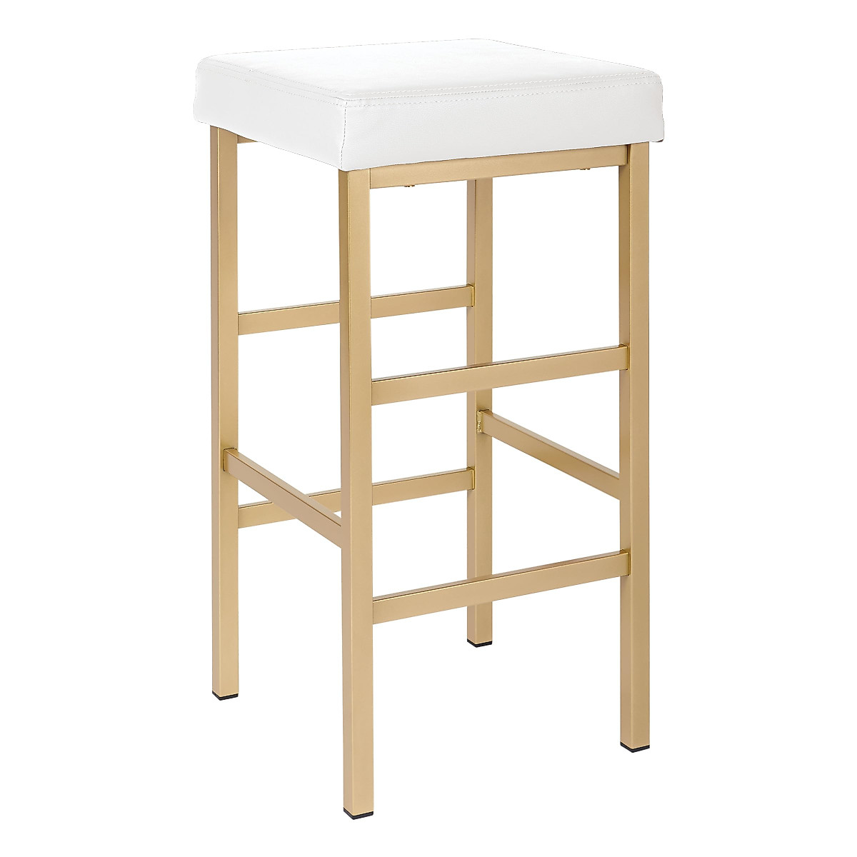 OSP Home Furnishings Backless Stool with Gold Frame, 30-Inch, White