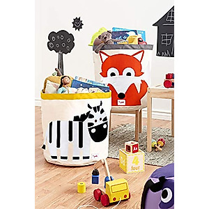 3 Sprouts Canvas Storage Bin - Laundry and Toy Basket for Baby and Kids - Zebra